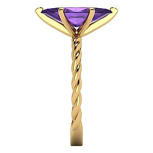 Clara Pucci 2ct Marquise Cut Custom Engraving Rope Twisted Knot Amethyst Engagement Wedding Solitaire W/Accent Ring 18K yellow Gold 6.5