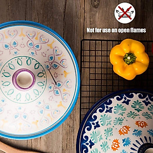 MYYINGBIN Colorful Hand Painted Moroccan Tagine Pot with Lid Lead Free Ceramics Stew Casserole Slow Cooker, Pink