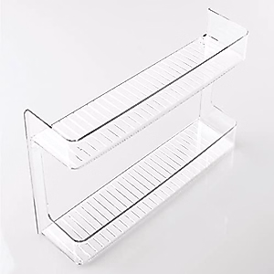 mDesign Plastic Wall Mount, 2 Tier Storage Organizer Shelf for Bathroom, Kitchen; Holds Vitamins, Supplements, Aspirin, Medicine Bottles, Nail Polish, Cosmetics and More, Ligne Collection - Clear