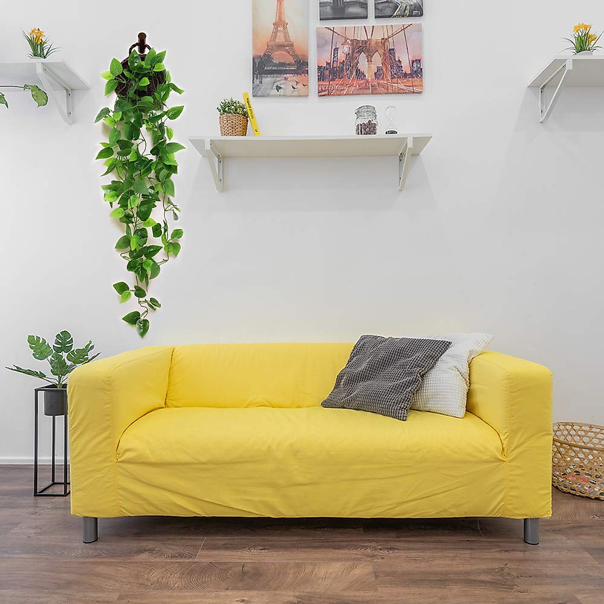 ANZOME Artificial Hanging Plants, 3.5ft Ivy Vine Fake Leaves Green Chain for Indoor Outdoor Wall Home Room Garden Wedding Garland Decoration(Basket Included)