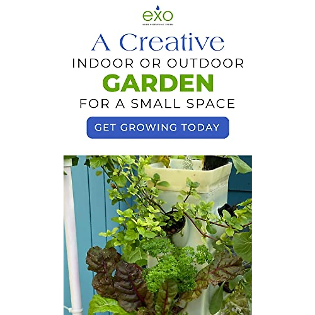 EXO Garden Hydroponic Growing System Vertical Tower - Vegetable Plant Tower Gift for Gardening Lover - Automate Aeroponics Mini Indoor Outdoor Home Grow Herb