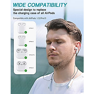 AirPods Strap with Smart Portable Power Supply for AirPods Pro 1, Airpods 1/2/3, Anti-Lost Neck Rope with Charger Power Bank (Not for AirPods Pro 2)