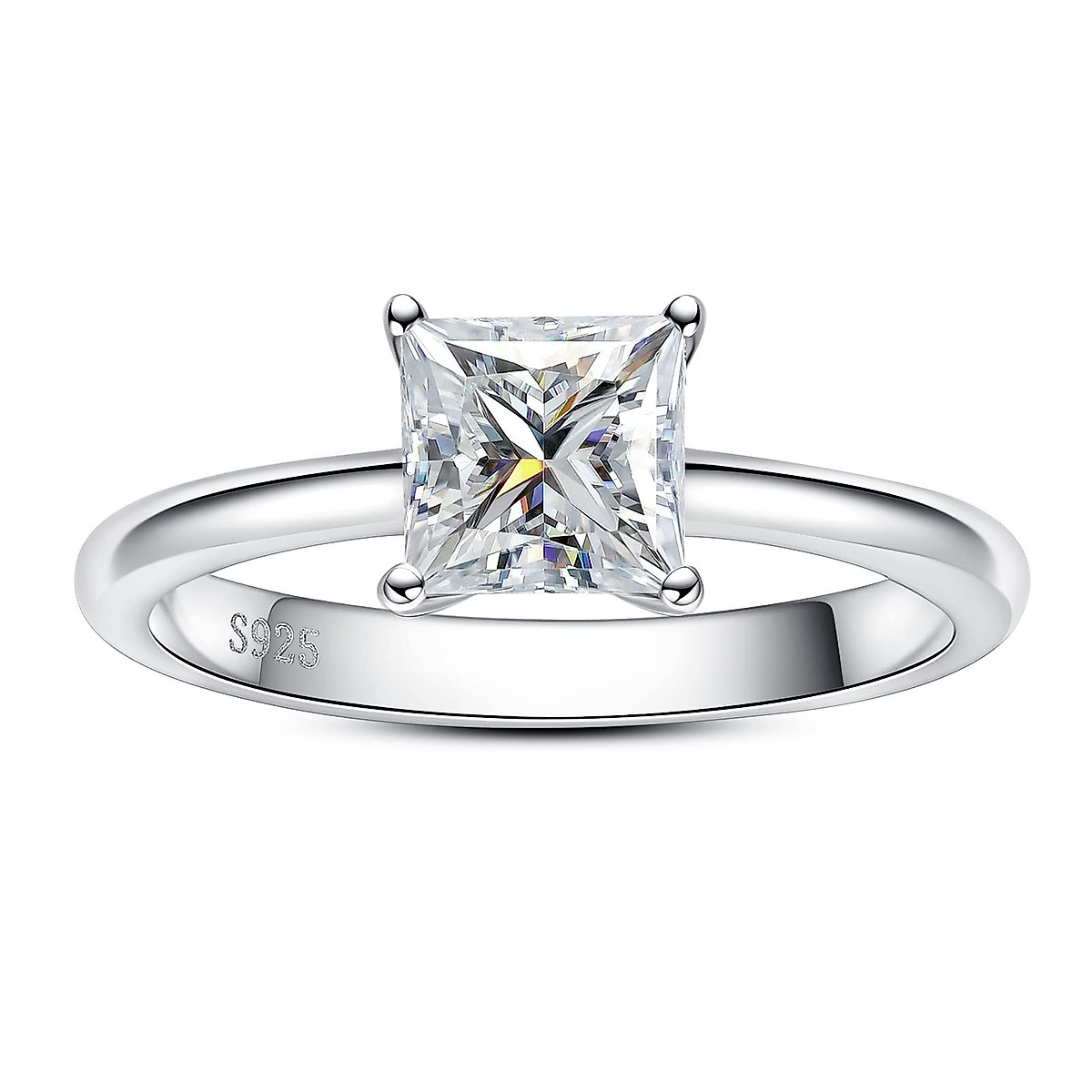 AimiIee Princess/Oval Cut Moissanite Engagement Rings 1.2ct/1.5ct D Color VVS1 Clarity Moissanite Diamond S925 Sterling Silver Solitaire Promise Wedding Rings for Women with Certificate, Gemstone,