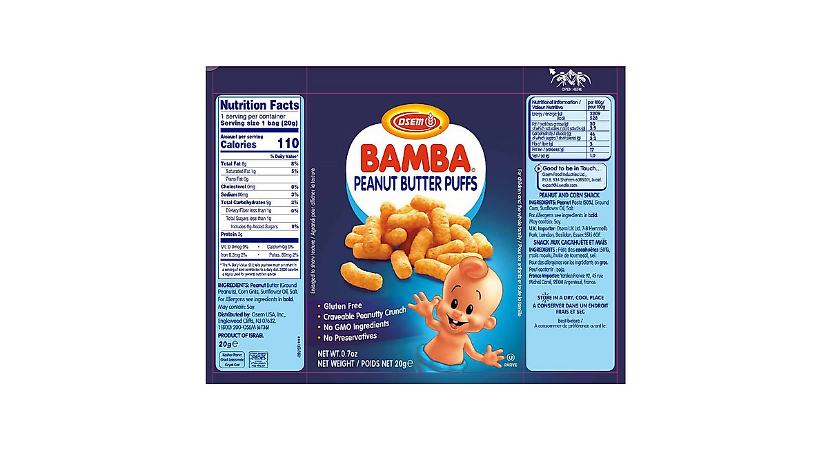 Osem Bamba Peanut Snacks for Families - All Natural Peanut Puffs Family ...