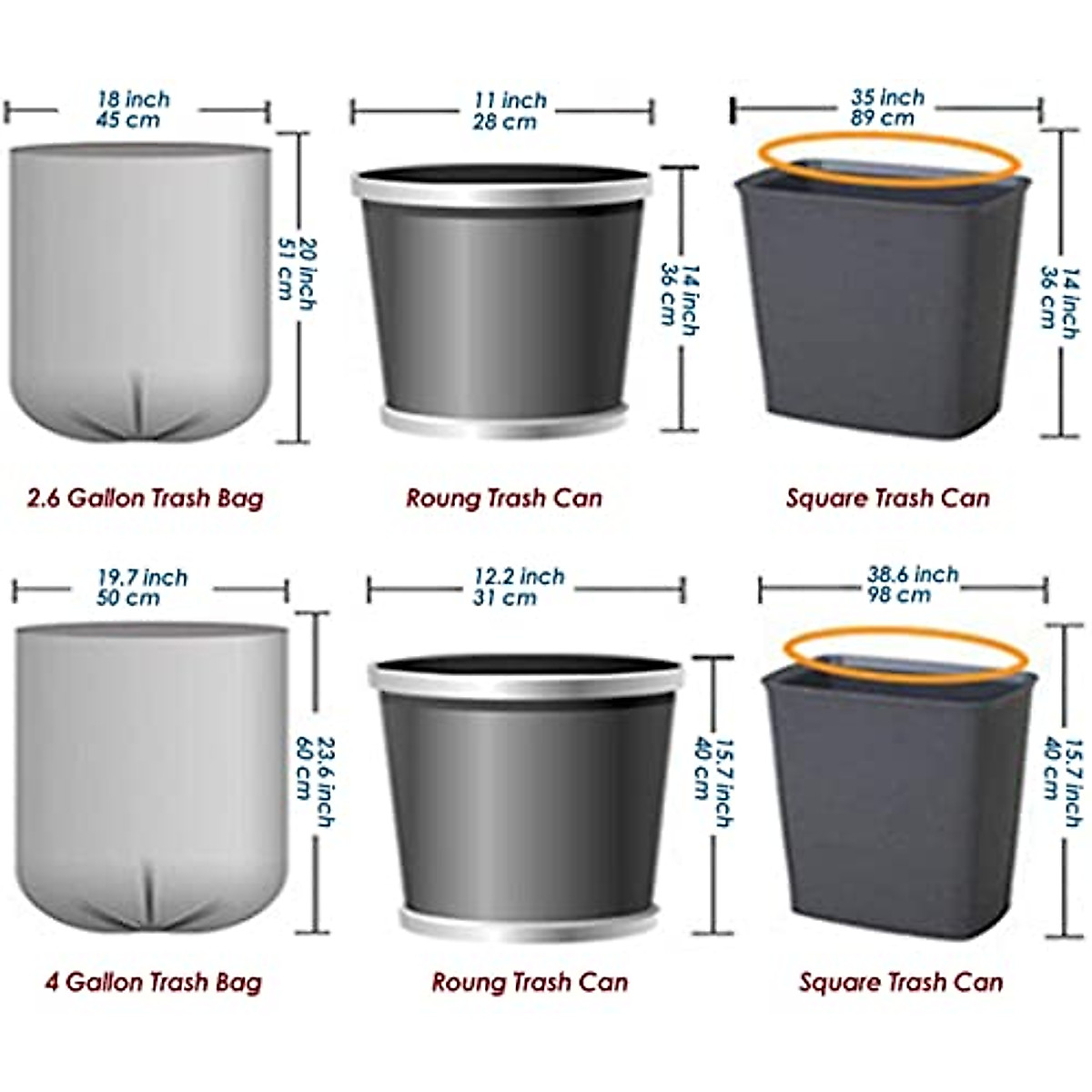 Biodegradable Small Garbage Bag, 2.6 Gallon (15L) Trash Bags, Wastebasket Bin Liners 100 Count Compostable recycle Bag for Kitchen, Bathroom Bedroom Office Trash Can