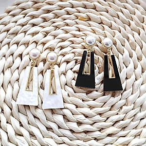 Black Dangle Earrings for Women Gold Sparkly Geometric Drop Statement Fashion Jewelry