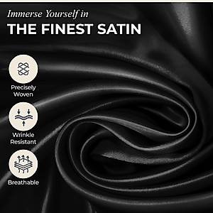 DECOLURE Satin Sheets Full Size Bed (4 Pieces, 21 Colors), Silky Satin Sheet Set -Satin Bed Set with 2 Pillowcase, Satin Fitted Sheet - Black Satin Sheets, Satin Bed Sheets Full, Satin Bedding Set