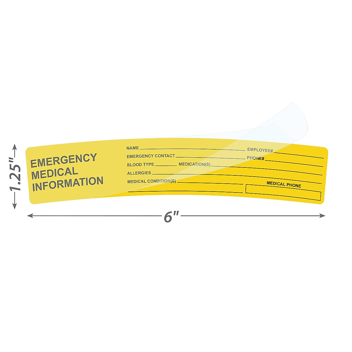 SmartSign Emergency Medical Information Hard Hat Label | 1.25" x 6" Self-Laminating, Pack of 5