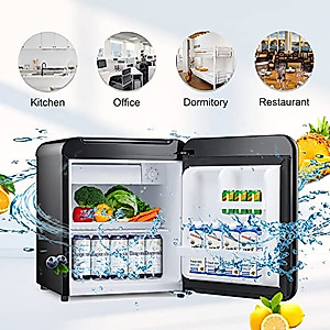 Antarctic Star Compact Refrigerator Mini Fridge for Drink, Ice Cream, Vegetable, Fruit, 1.7 Cu. Ft, Freezer with Drip Tray, Bottle Racks and Defrost Button, for Bedroom, Office, Garage, Dorm,Black