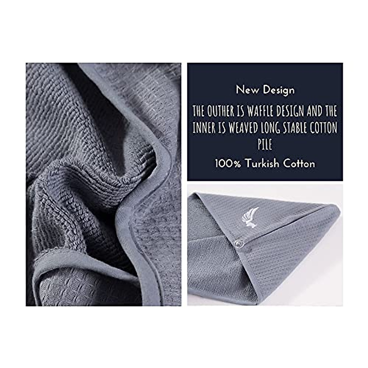 SELARUS 100% Turkish Cotton Hair Towel Wrap for Women,Non Microfiber,Super Absorbent,AntiFrizz,Plopping Hair Drying Waffle Bath Towels for Curly,Long&Thick Hairs,Turban Head Wrap,1Pack10x26inc