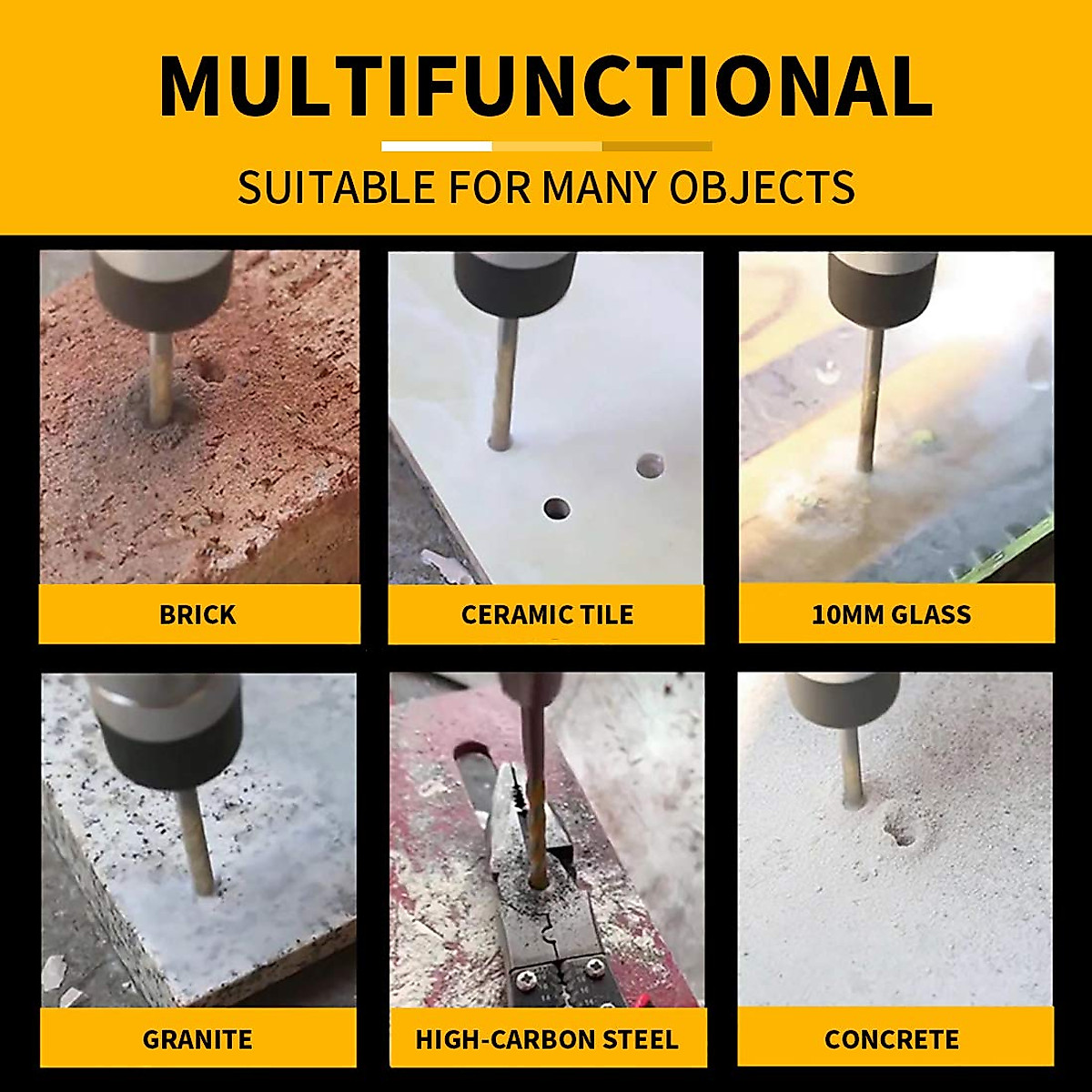 Puimentiua 7pcs/5pcs Triangle Drill Bit Sets, Multifunctional Overlord Handle Industrial Strength Drill Bit Set for Brick, Glass, Ceramic, Granite, High-Carbon Steel, Concrete, Wood