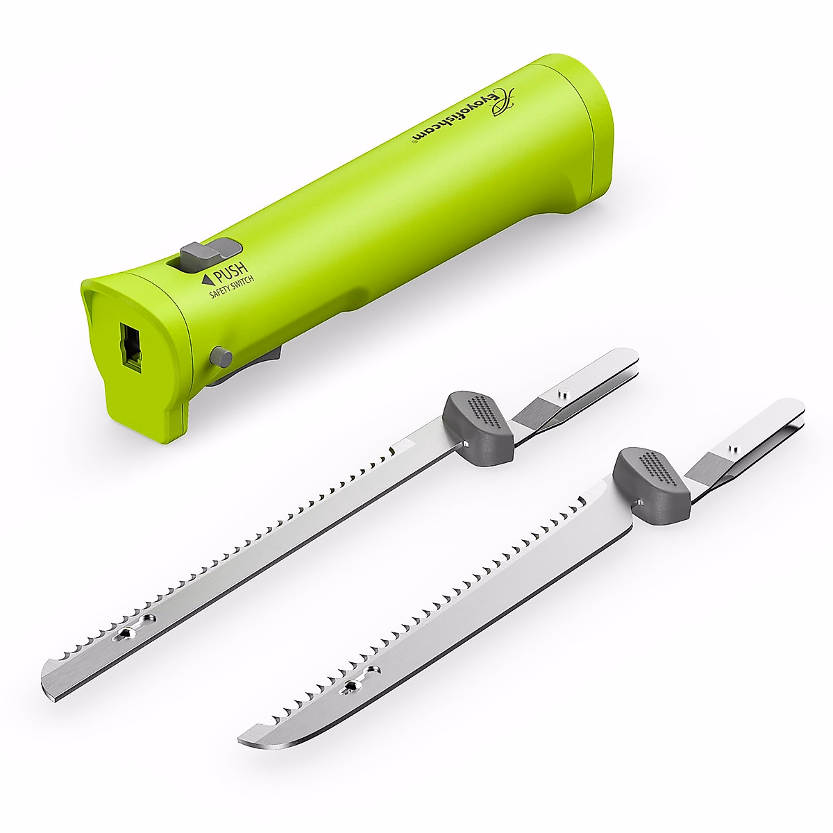 Eyoyofishcam Cordless Electric Knife, Rechargeable Battery Powered Knife w/ 2 Reciprocating Serrated Stainless Steel Blades, for Carving Meat Turkey Fish Fillet Bread Slicing Cutting