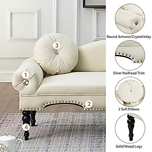 CALABASH 2 Seater Couch for Small Spaces,54”Modern Velvet Loveseat Sofa Settee Accent Bedside Entryway Window Bench for Living Room Bedroom Apartment(Beige)