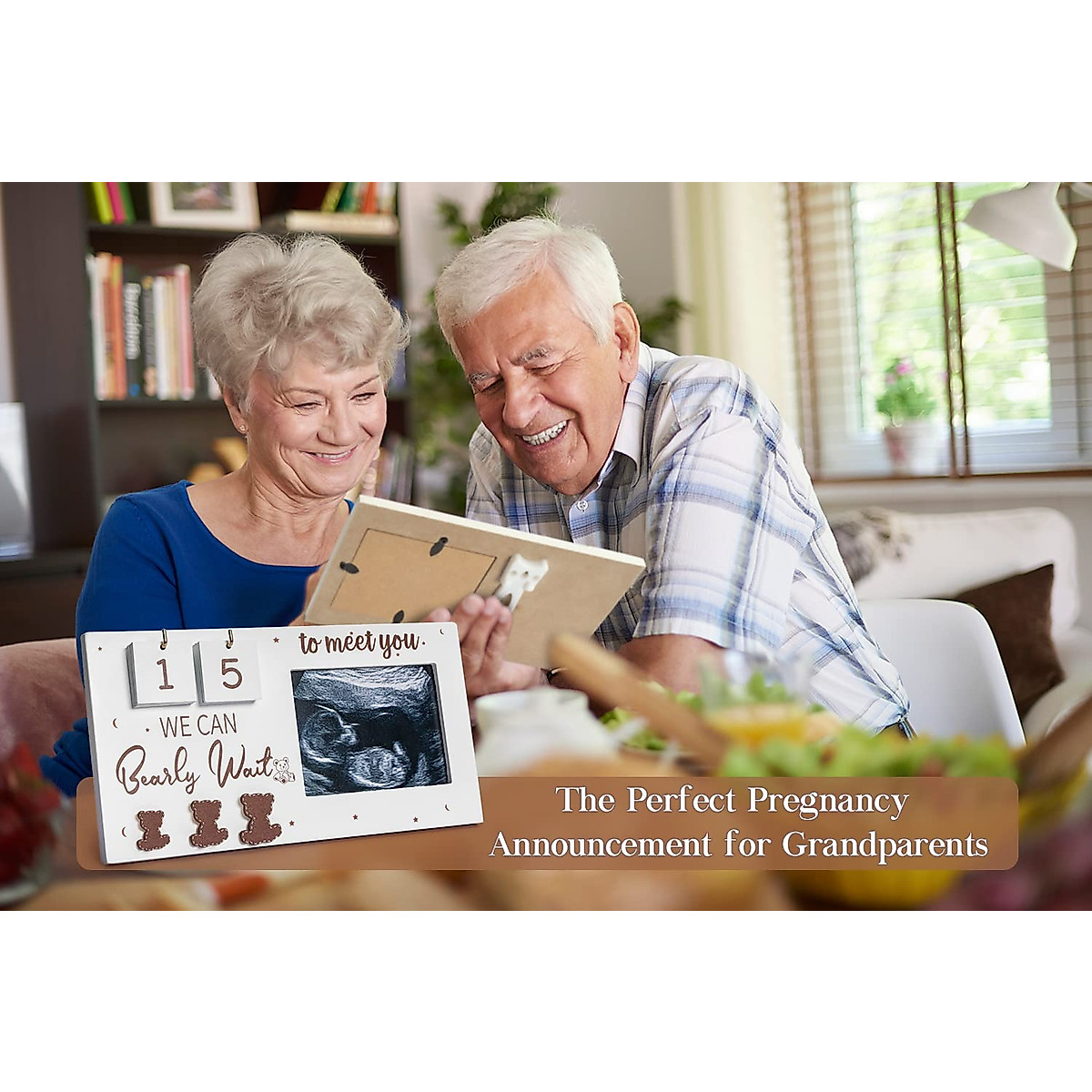 Ultrasound Picture Frame We Can Bearly Wait Baby Shower Decorations Teddy Bear Sonogram Picture Frame with Countdown Weeks, Expecting Parents to Be Unique Gifts Pregnancy Gifts for Gender Reveal Party