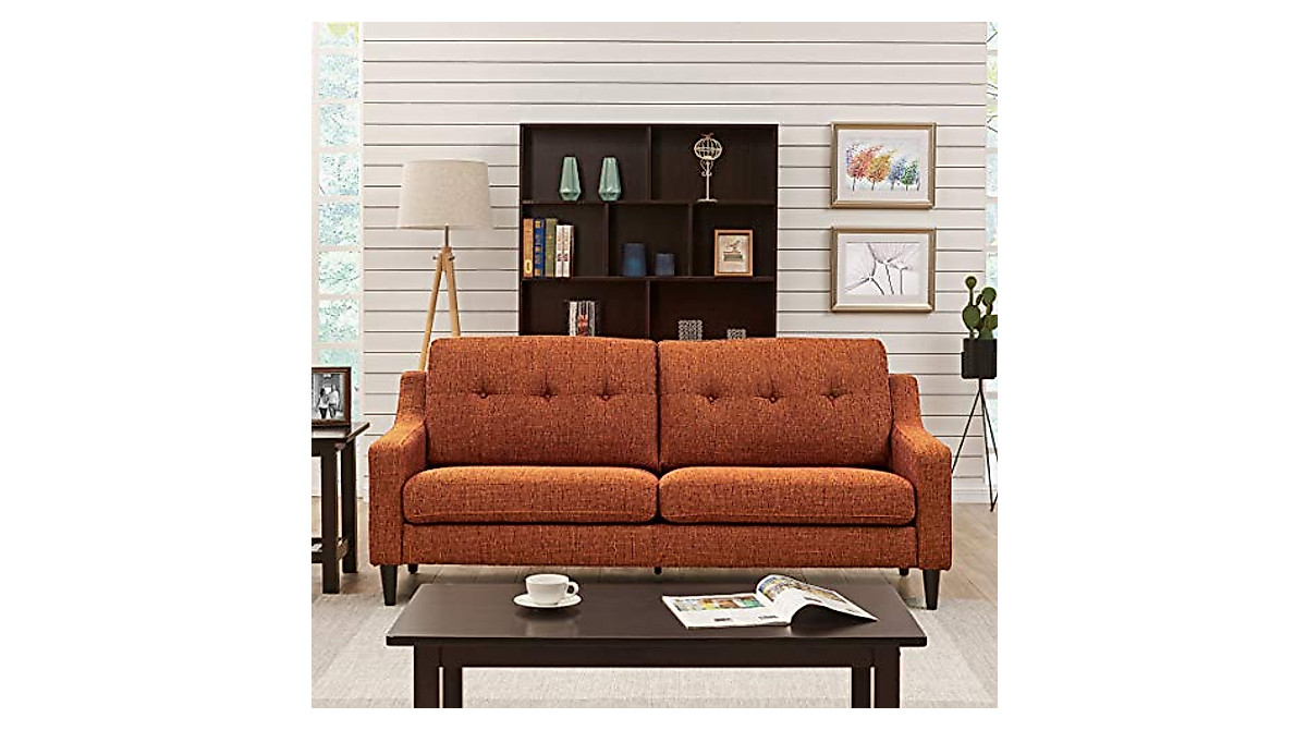 Domesis Scooped Arm Sofa in Orange Tweed - Stylish & Comfortable