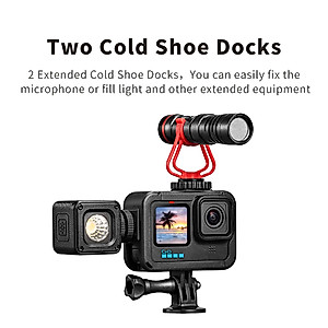 SEASKY 4 in 1 Accessories Kit for Gopro Hero 13/12/11/10/9 Black Extended Protective Case Cage Shell Housing+3Pcs Tempered Glass Screen Protector+Directly Chargeable Side Cover+Lens Cover Cap