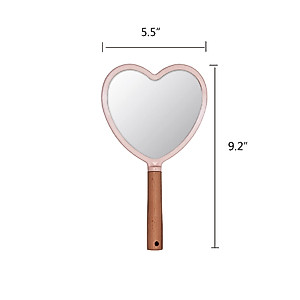 Eaoundm Hand Held Mirror for Makeup, Small Wood Hand Mirror Portable Travel Vanity Mirror for Men&Women 5.5W x 9.2L inch