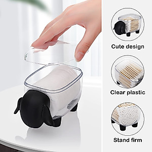 OTOSTAR 2 Pack Qtip Holder Dispenser Set with Lids Clear Plastic Apothecary Jars Vanity Makeup Organizer Storage Containers Storage Bathroom Organizer Set for Cotton Swab Ball Pads Floss (Sheep)