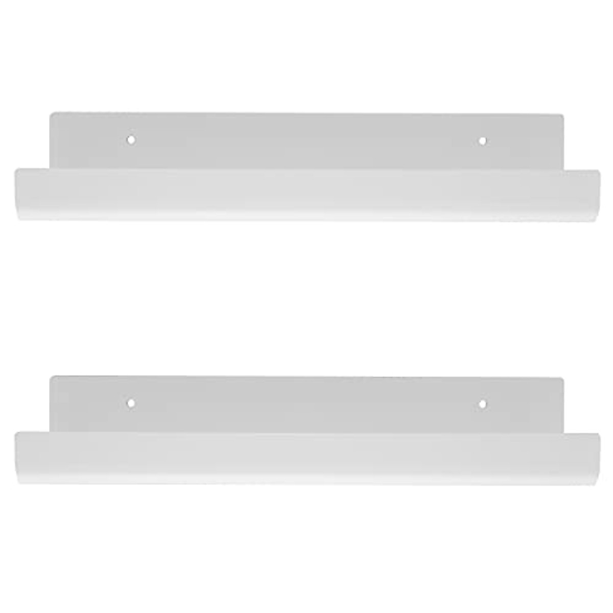 Clear Acrylic Floating Wall Shelves, Two Pack, 15 Inch Wall Bookshelf for Kids, 5 mm Acrylic Shelves for Kitchen, Shower, Nursery. Spice Rack, Display Organizer, Bathroom Storage Shelves (White)