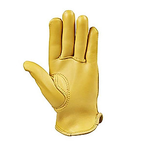 Saranac Woodlands Deerskin Gloves for Women, Gold - Soft, Unlined Leather Work Gloves, Medium
