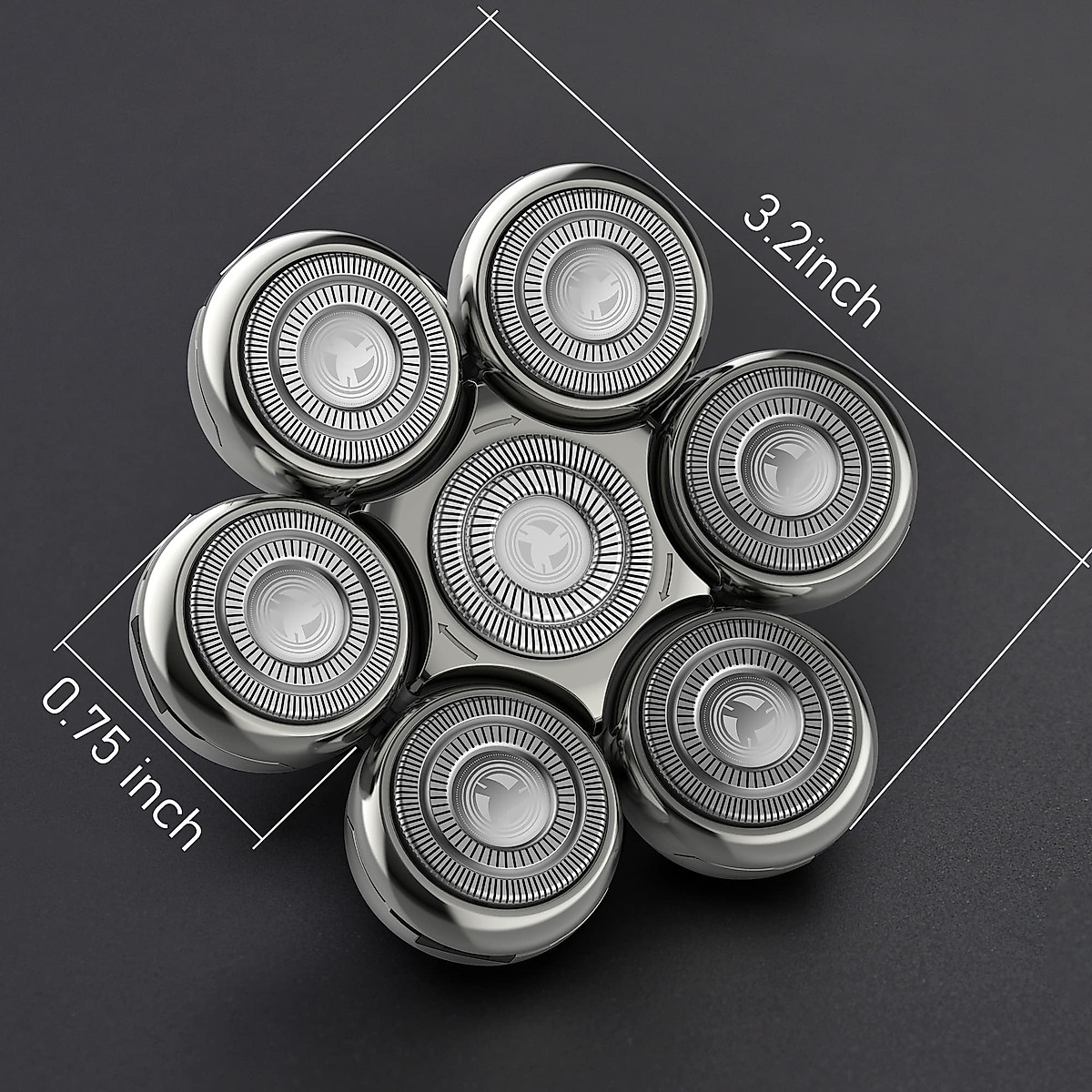 Fxlpower 7D Electric Head Shaver Replacement Blades Head Replacment Razors for Bald Men 7 Heads Blade for More Smooth and Close Shaving