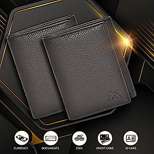NeoMonte Handcrafted RFID Leather Wallet For Men, Sleek Trifold Front Pocket Wallet with 2 ID & 9 Cards Slots