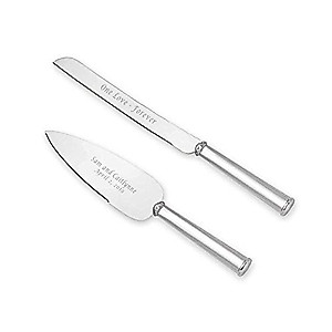 Lenox Devotion Personalized Wedding Cake Knife and Server Set, Custom Engraved Wedding Cake Cutting Set, Engagement Gifts and Accessories for Bride and Groom