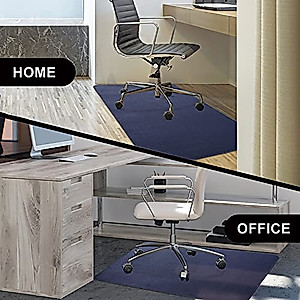 SHIEN Edging Office Chair Mat for Hardwood&Title Floor, 55"x35" Computer Gaming Rolling Chair Mat for Home Office Hardwood Floor, Anti-Slip Low Pile Under Desk Rug, Large Floor Protector (Navy Blue)