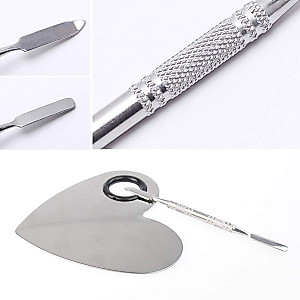 obmwang Stainless Steel Heart Shaped Makeup Palette Spatula - Makeup Artist Makeup Enthusiast Tools for Blending Cosmetic Foundation Shades