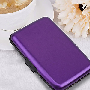 Coco Rossi Mini Credit Card Holder for Women,RFID Blocking Slim Hard Card Case ID Case Travel Wallet, Dark Purple.
