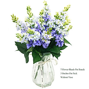 Guagb Artificial Fake Flowers Silk Plastic Plant Arrangement for Home Indoor Outdoor Garden Wedding Table Vase Decorations Faux Snapdragon Flower,3 Bouquets (Lilac)