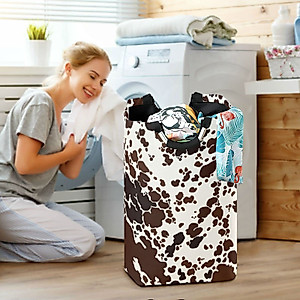 Kigai Cow Print Laundry Basket Foldable Large Laundry Hamper Bucket with Handles Collapsible Nursery Storage Bin for Kids Clothes Toy