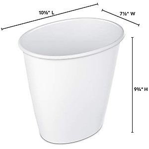 Sterilite 1.5 Gallon Oval Vanity Wastebasket, Small, Open Top Trash Can for the Bathroom, Bedroom, Dorm Room or Office, Plastic, White, 12-Pack