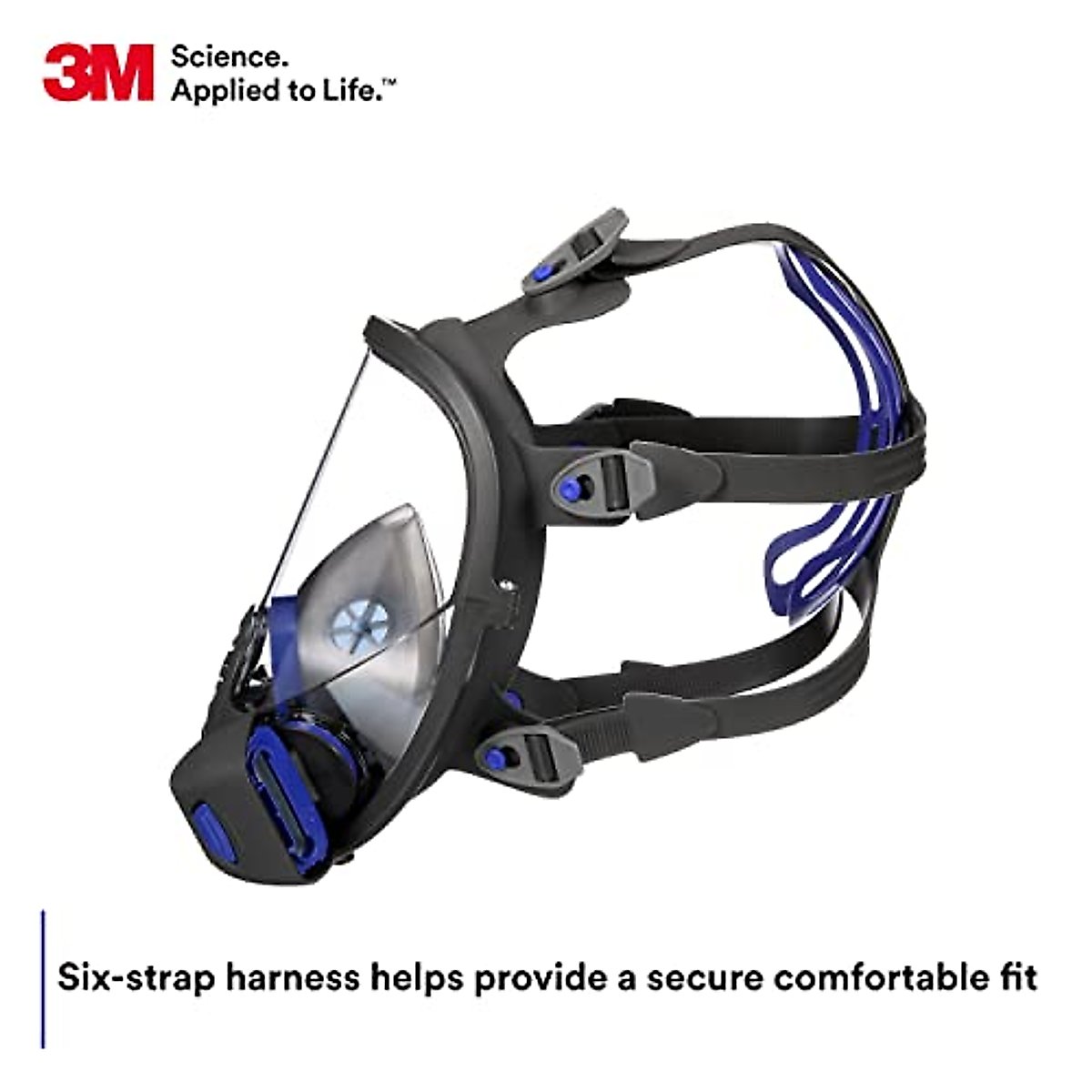 3M Secure Click Full Face Reusable Respirator with Large Lens, Speaking Diaphragm and Push Button Seal Check, FF-802, Painting, Sanding, Chemical Clean-up, Sawing, Medium