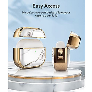 ESR Style Case Compatible with AirPods 3rd Generation (2021), Shockproof Protective Cover, Supports Wireless Charging, Stylish Case with Wrist Strap and Keychain Clip, Daydream Series, Marble