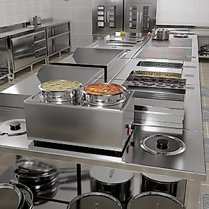 KoolMore Commercial Bain Marie Countertop Food Warmer, Soup Station, and Buffet Table Server with Two Serving Pots, Stainless-Steel Steamer with Auto Shut Off (CFW-4), Silver