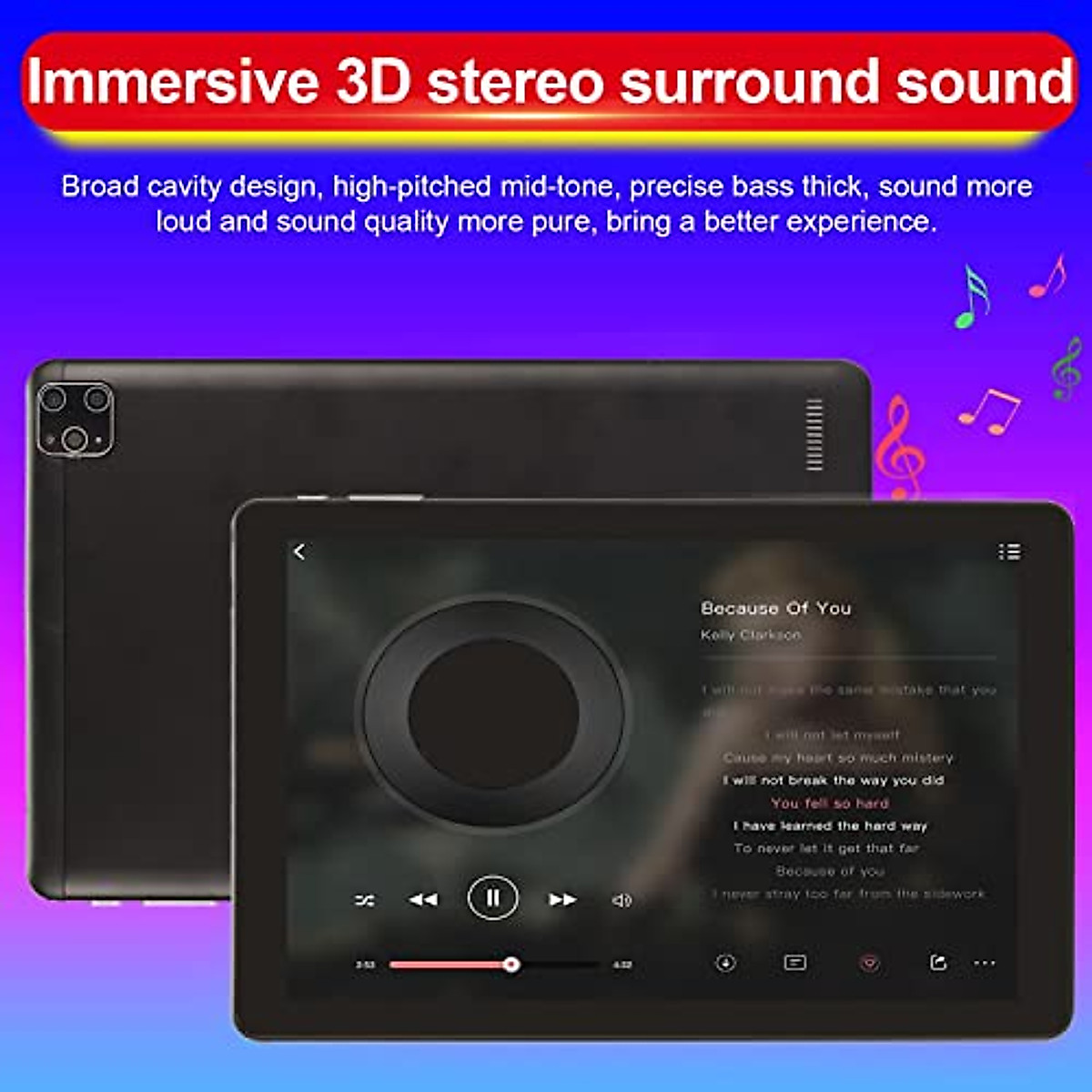 Dual SIM Tablet, Octa Core Black 128GB Expandable 5G WiFi HiFi Speaker HD 10.1 Inch Tablet for Work for Travel (US Plug)