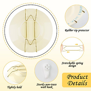 COIDEA 3 Pieces Plate Hangers for Wall, 6 8 10 Inch Plate Hangers, Stainless Steel Invisible Wire Plate Holder with 3 Pack Wall Hooks, Compatible 5 to 10.5" Decorative Antique Plates and Arts