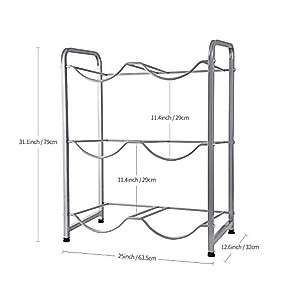 Ationgle 5 Gallon Water Cooler Jug Rack for 6 Bottles, 3-Tier Detachable Water Bottle Holder Heavy Duty Q235 Carbon Steel Water Jug Organizer with Floor Protection for Kitchen Office Home
