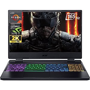 acer 2023 Nitro 5 Gaming Laptop, 15.6" QHD IPS 165Hz Display, AMD Ryzen 7 6800H up to 4.7GHz, NVIDIA GeForce RTX 3070 Ti, 32GB DDR5 RAM, 2TB SSD, Wi-Fi 6E, Backlit Keyboard, Windows 11 Home