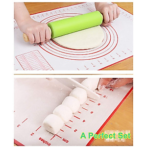 KeepingcooX Extra Large Silicone Pastry Mat Set, Baking Mat with Measurements(60×50cm), Chef Special, Non Stick, Non Slip, 3 Pastry Dough Cutter Scrapers as Gift