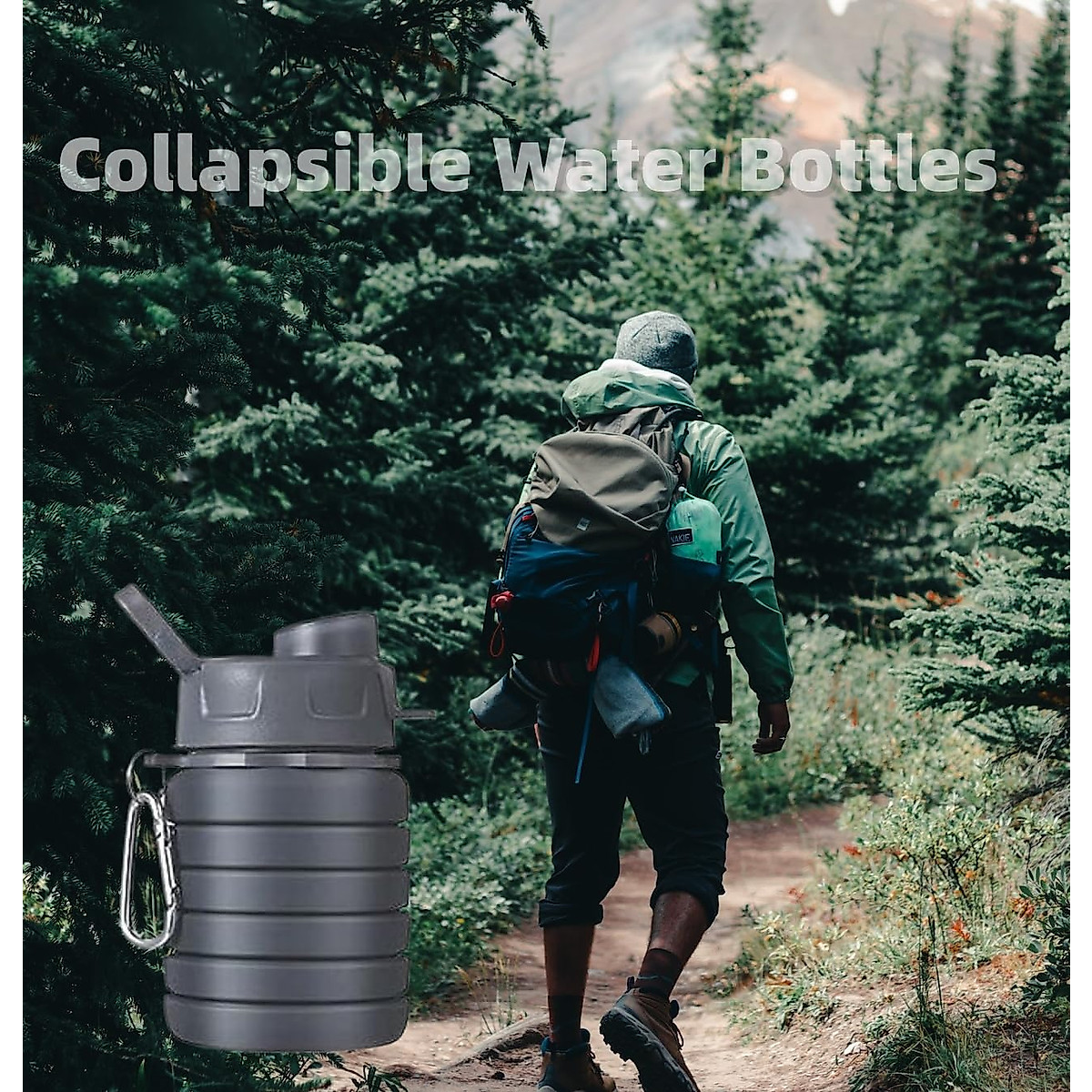 ＲＵＥＩＵＲＩ Collapsible Water Bottle, Foldable Cup,500Ml Collapsible Sport Water Bottle Bpa Reusable Travel Water Bottles For Hiking Biking Running Outdoor Gym (Gray(B)+Purple(B))