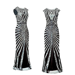 Dress for Women Vintage 1920s Sequin Beaded Tassels,Today's Deals on,My Account, Today only Clearance,Daily Deal,2.00 Dollar Items,Return pallets for Sale Liquidation Electronics Silver