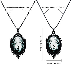Gothic Necklace as Goth Accessories for Goth Witch Jewelry Costume Party, Gothic Jewelry Goth Pendant Necklace for Women, Raven Necklace Black Jewelry as Goth Gift for Gothic Birthday Decorations