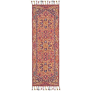 SAFAVIEH Aspen Collection Runner Rug - 2'3" x 11', Pink & Violet, Handmade Boho Braided Tassel Wool, Ideal for High Traffic Areas in Living Room, Bedroom (APN226A)