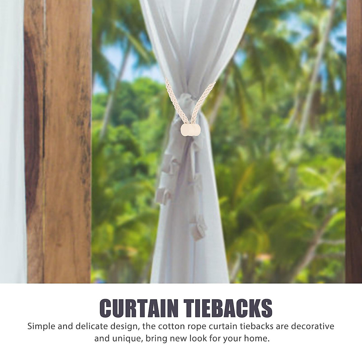 iplusmile 2 Pcs Curtain Magnetic Button Curtain Ties Weave Rope Curtain Tiebacks Woven Rope Curtain Tiebacks Magnetic Drape Curtain Tiebacks Weave Rope Curtain Tie Backs Cotton No Punching