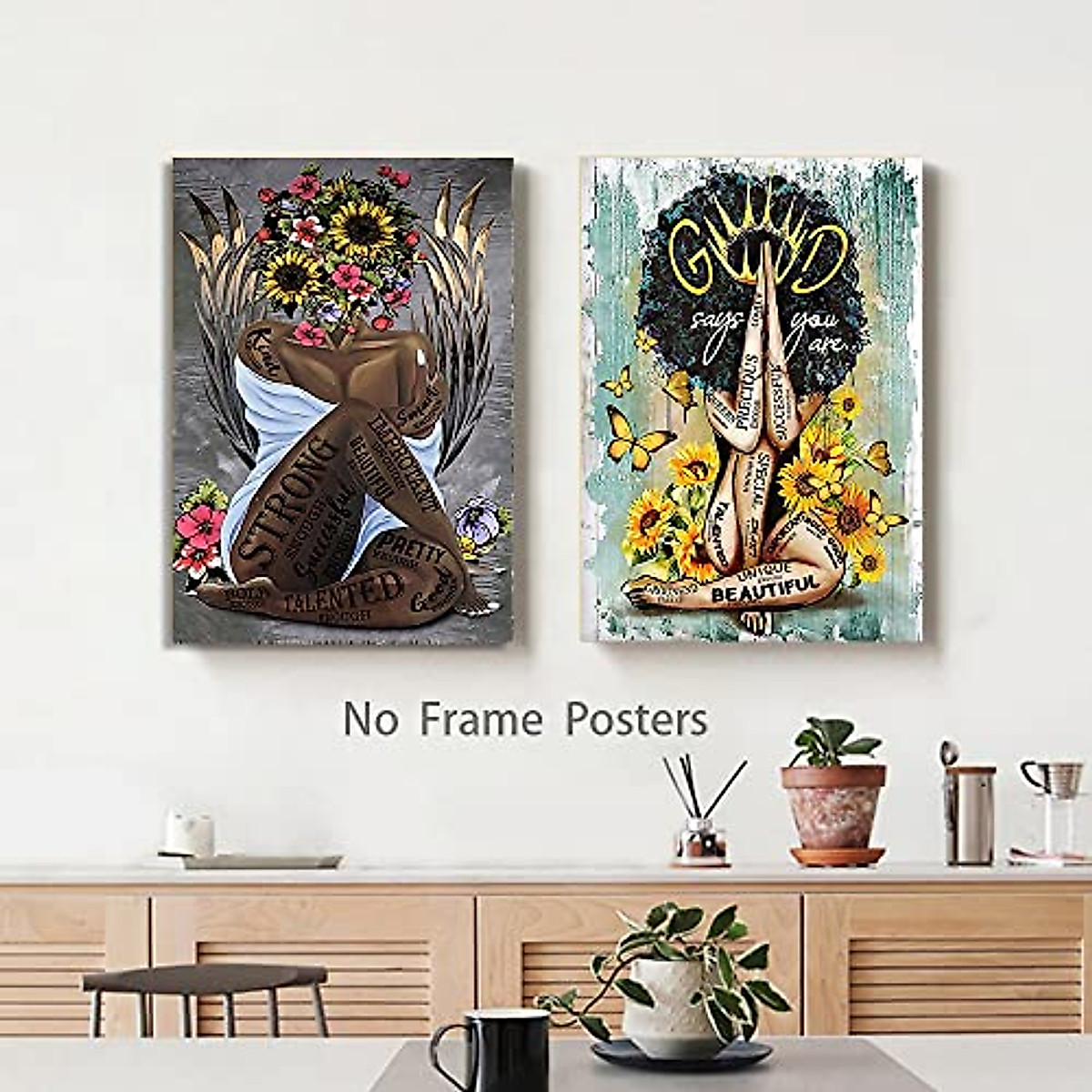 African American King And Queen Wall Art Decor Afro Women Portrait Abstract Canvas Paintings Pictures Prints Bathroom Artwork Posters For men Wall Bedroom Decor For Couples Living Room (No Frame Black Woman, 16x24in(40x60cm))