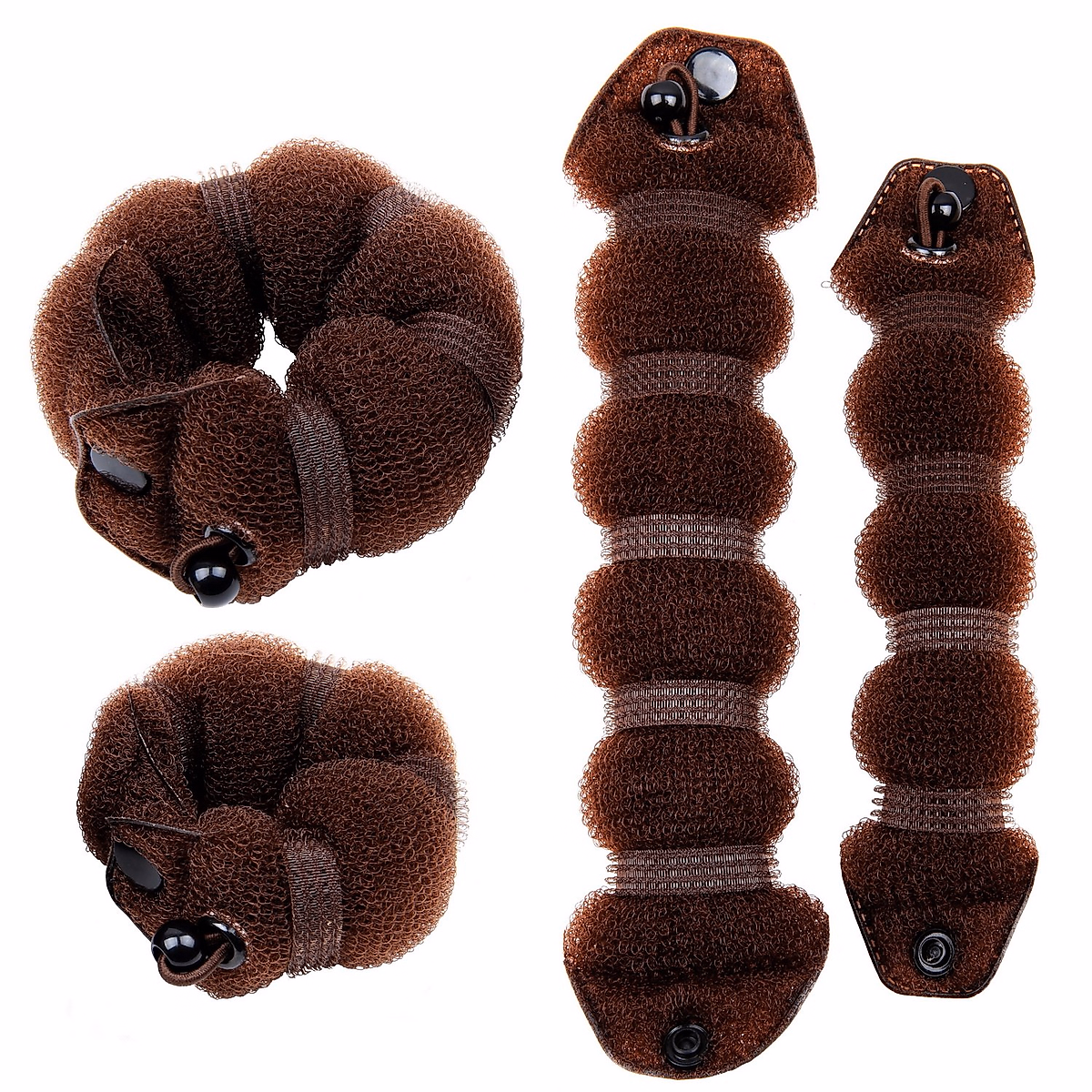 Goldrose Buns 2 Pieces Magic Hair Styling Styler Twist Ring Former Shaper Doughnut Donut Chignon Bun Maker Clip Hair Curler Accessory Small & Large (Brown)