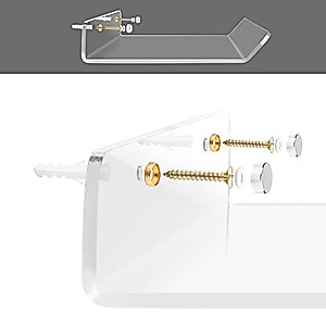 Xxerciz Acrylic Floating Shelves Wall Mounted, 15" Wall Shelves Display Organizer 5mm Thick Ledge Shelves for Kitchen, Bathroom, Bedroom, Living Room (Clear)