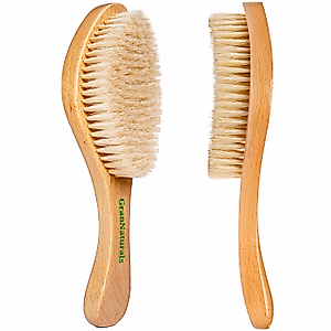 GranNaturals Soft Wave Brush - Curved Boar Bristle Smoothing Hair Brush for Slick Back Hair and 360 Waves